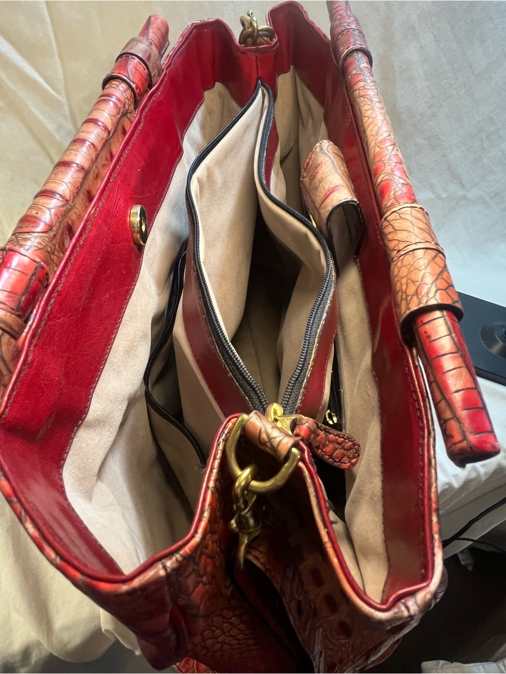 Brahmin | Bags | Brahmin Bernadette Veuc Tote Deep Red Croc Original ...
